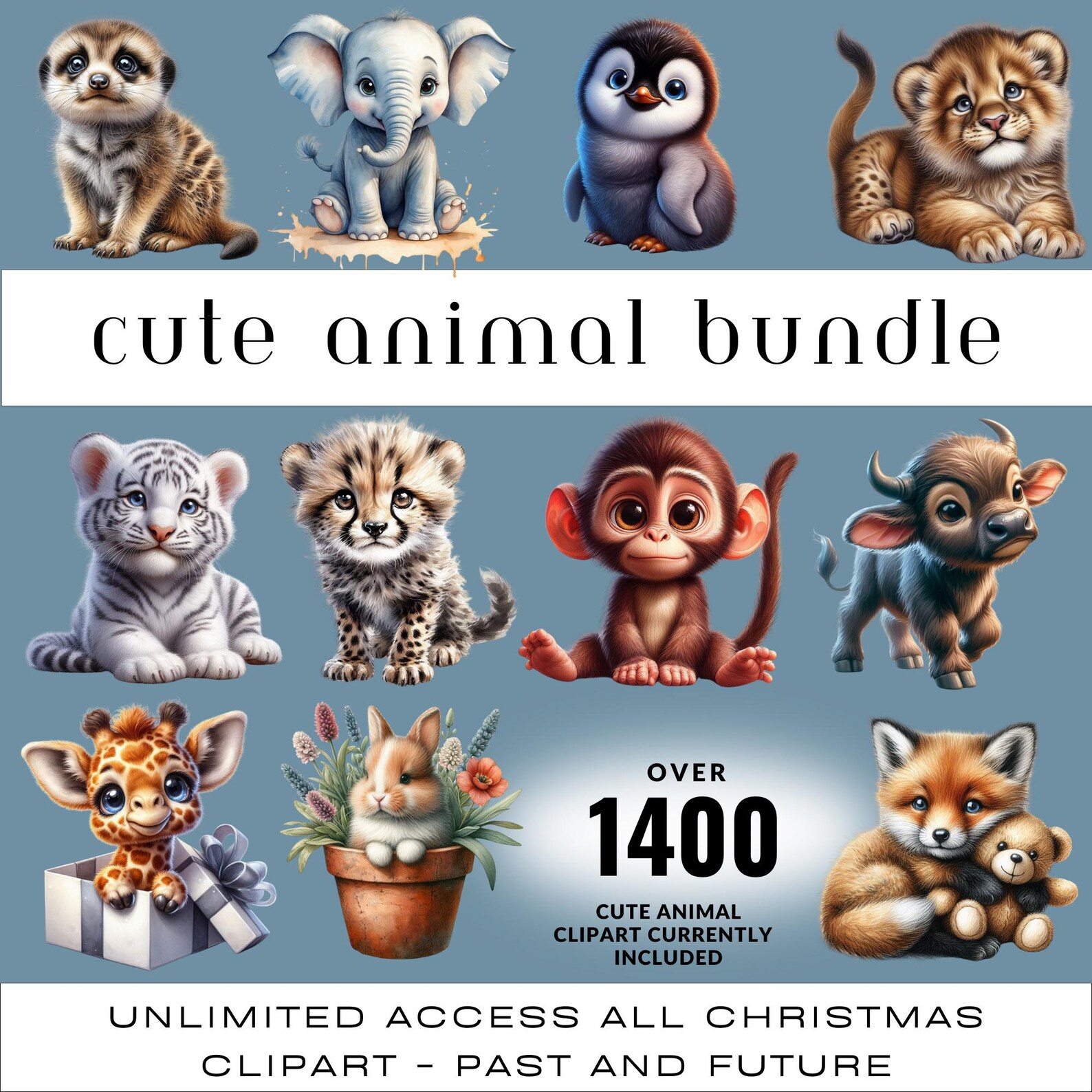 All Access Pass Cute Animal Clipart PNG Bundle | Lifetime Commercial ...