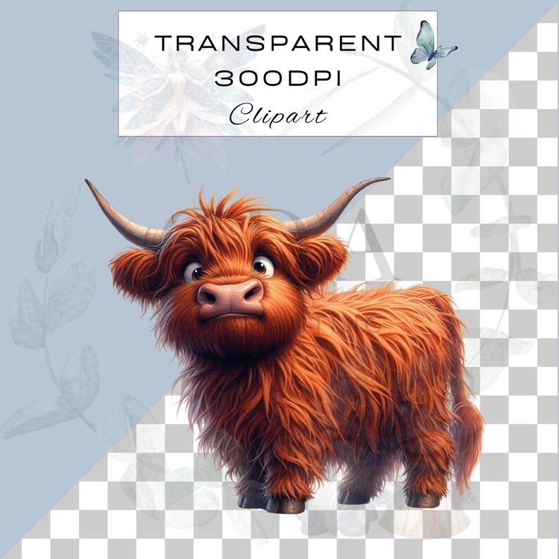 Funny Highland Cow Clipart PNG Bundle | Cute Highland Cows | Junk ...