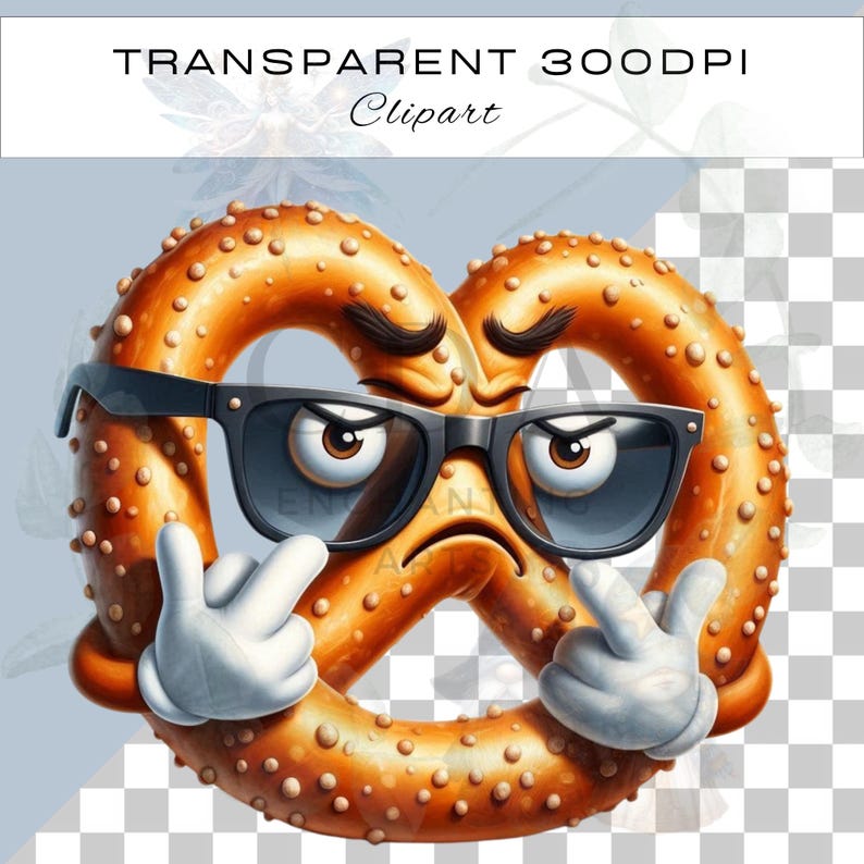Funny Pretzel PNG Clipart Bundle | Watercolor Food Sublimation | Junk ...