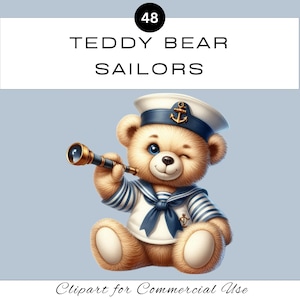 Cute Sailor Teddy Bear Clipart PNG | Quirky Funny Watercolour Nautical ...