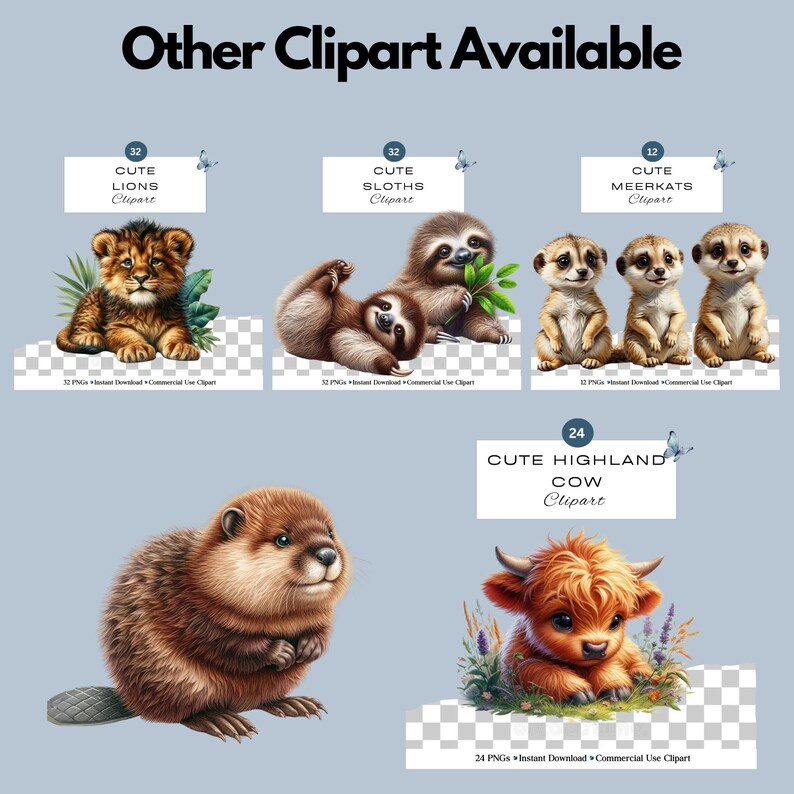 Cute Woodland Animals Clipart PNG Bundle | Wildlife Nursery | Junk ...