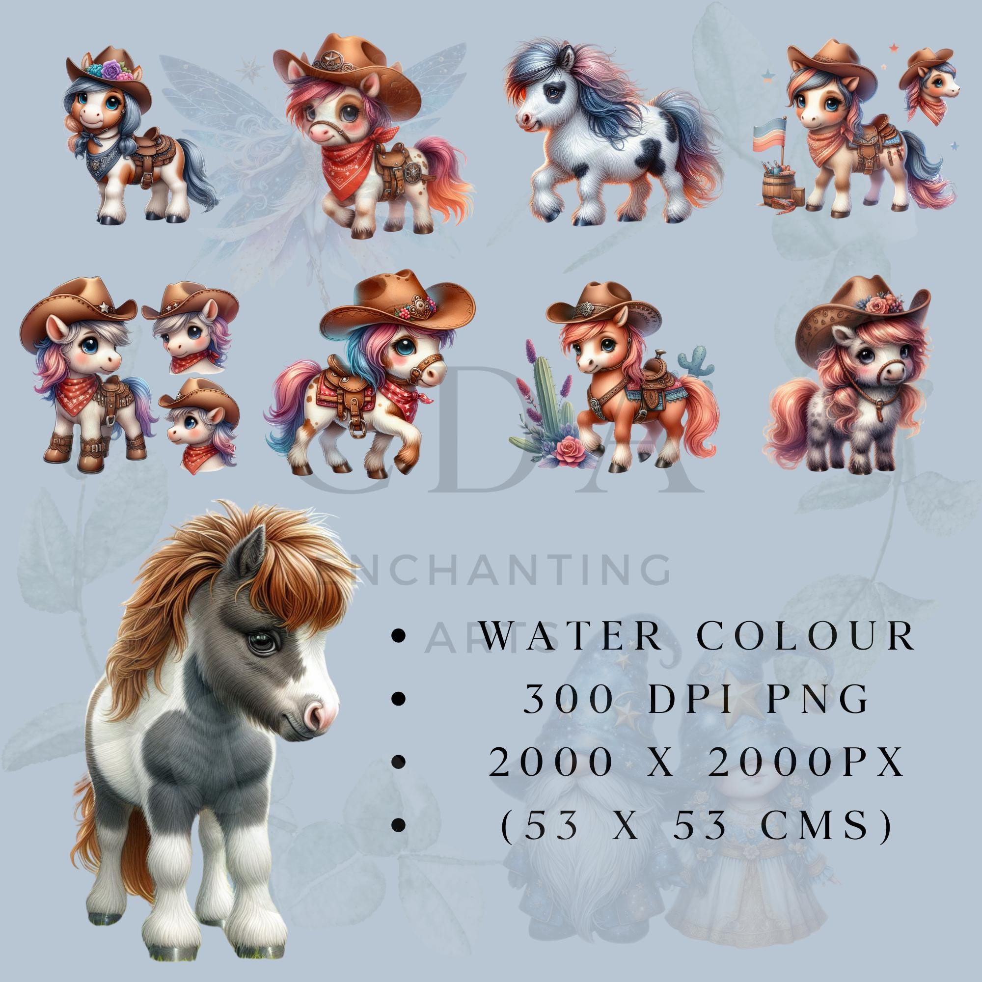 Cute Pony PNG Clipart Bundle | Kids Western Ponies | Farm Animals ...