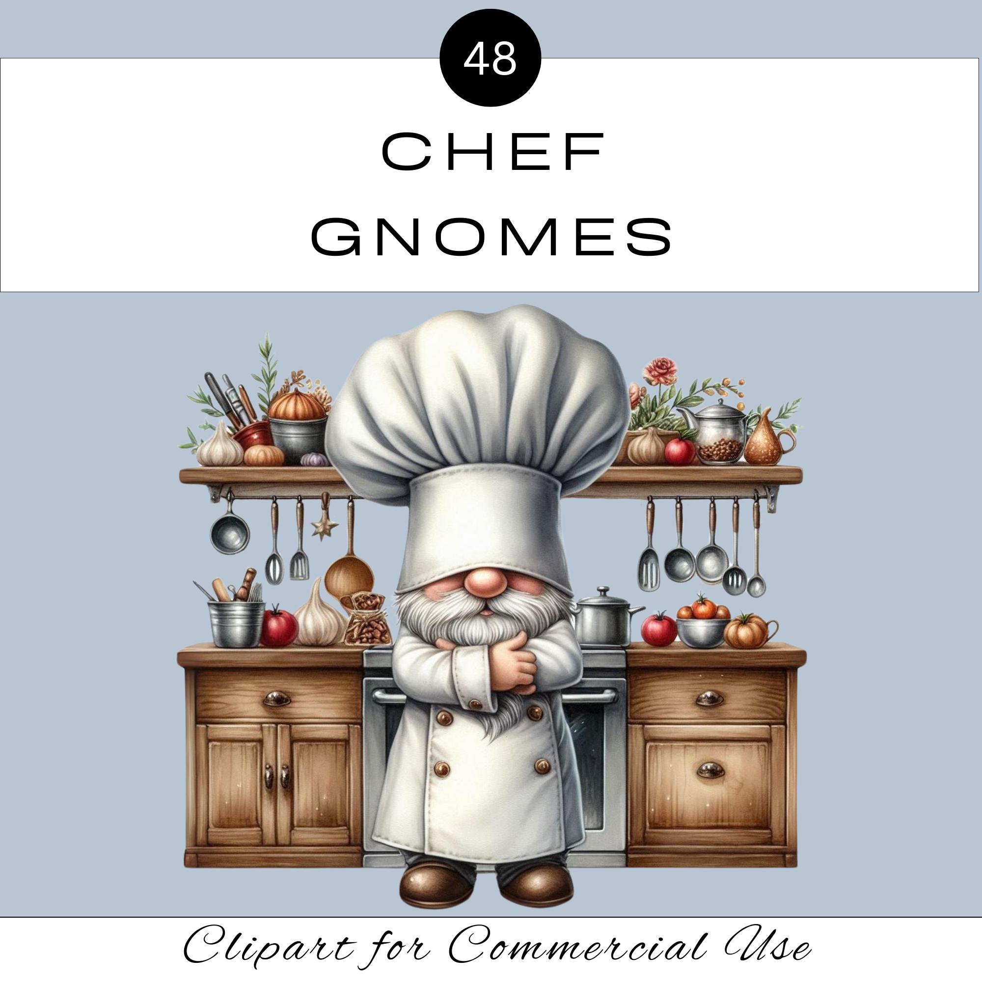Cute Chef Gnome Clipart PNG Bundle | Watercolour Cooking Food Gnomes ...