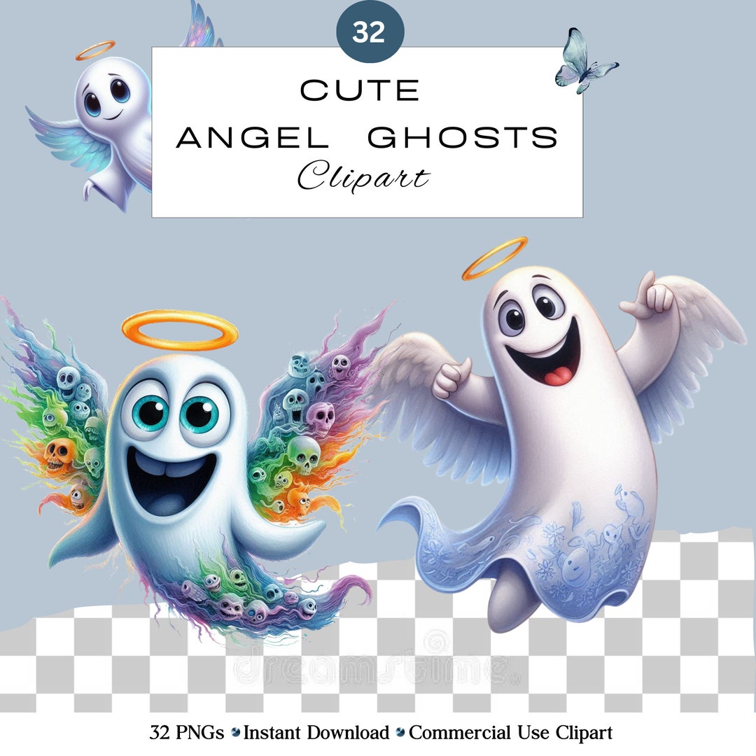 Cute Angel Ghost PNG Clipart | Kids Halloween Clipart | Classroom ...