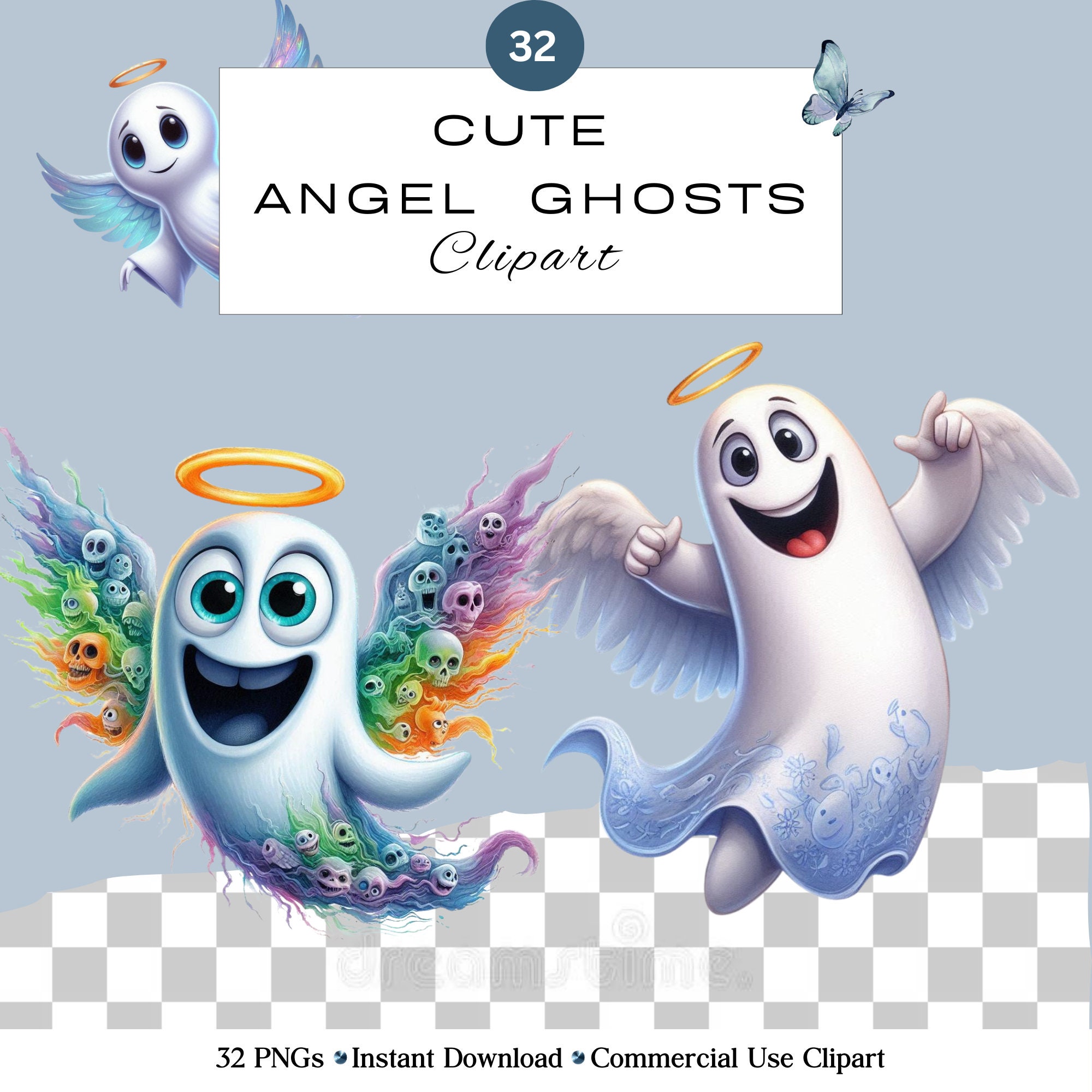Cute Angel Ghost PNG Clipart | Kids Halloween Clipart | Classroom ...