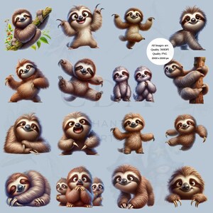 Funny Sloths Clipart Bundle Cute Animal PNG Graphics for Creators Funny ...