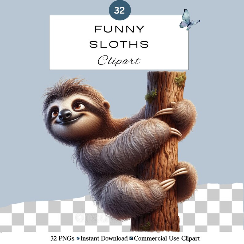 Funny Sloths PNG Clipart Bundle | Junk Journal Scrapbooking | Classroom ...