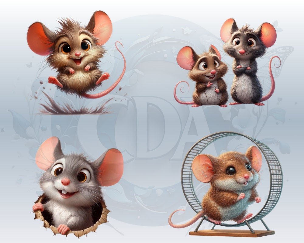 Funny Mouse Clipart Bundle 2 | Cute Animal Graphics for Creators | Cute ...