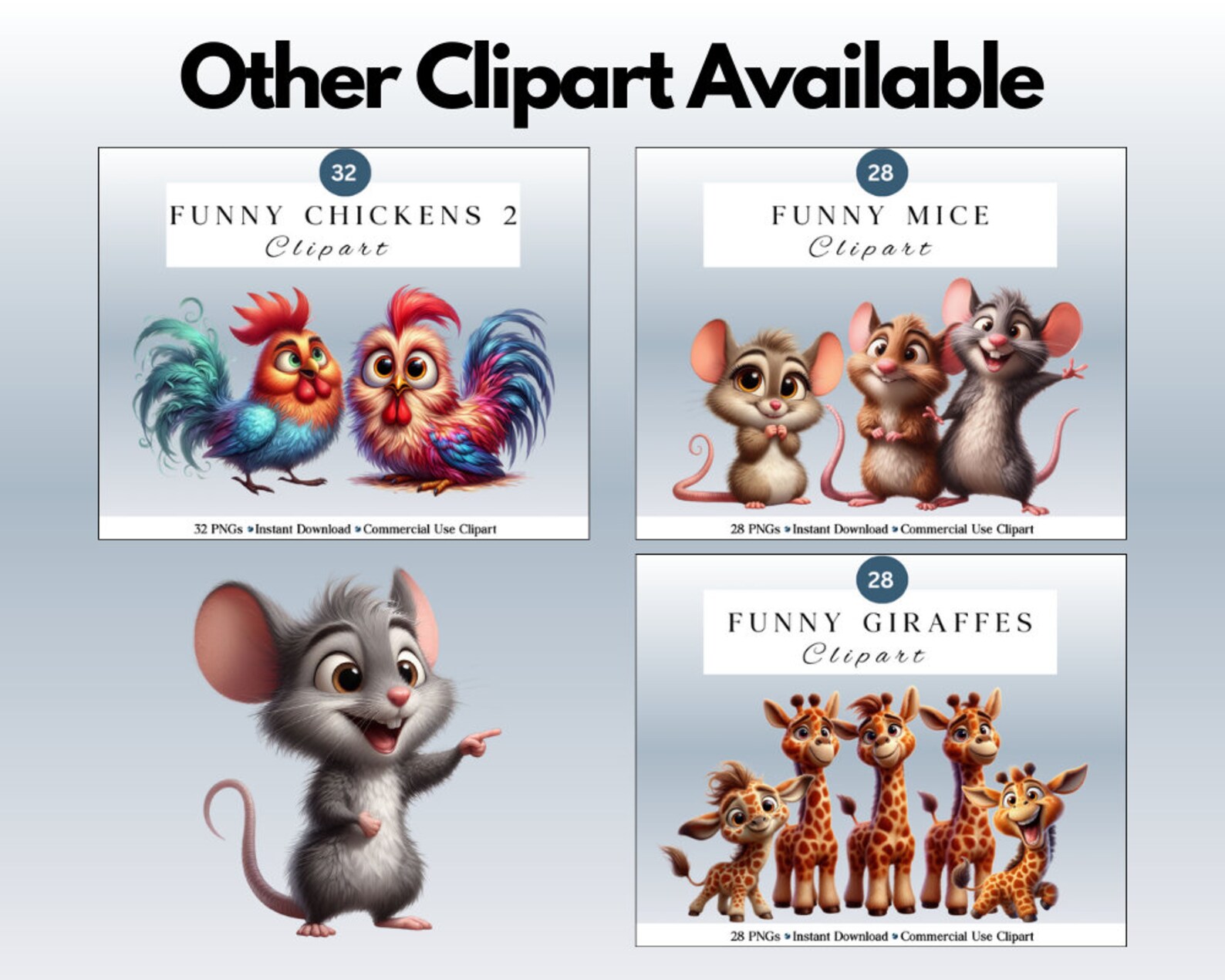 Funny Mouse Clipart Bundle 2 | Cute Animal Graphics for Creators | Cute ...