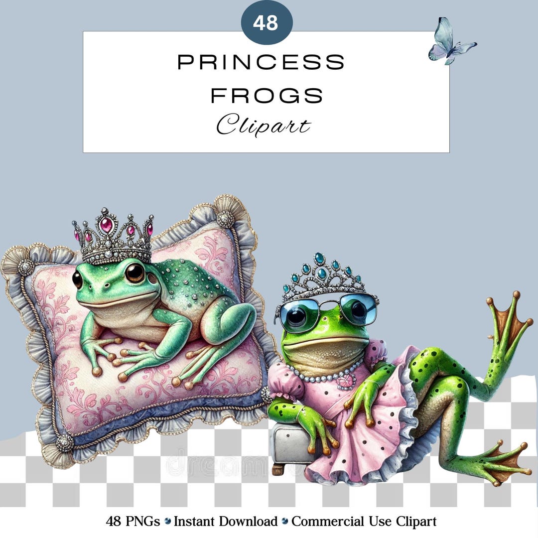 Princess Frog Clipart PNG Bundle | Fairytale | Junk Journal ...