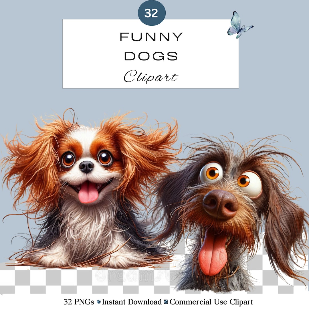 Funny Dog Clipart Bundle Cute Animal PNG Graphics for Creators Funny ...