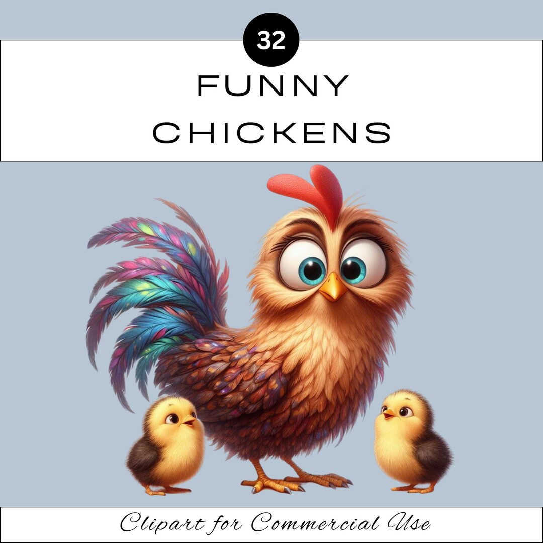 Funny Chicken PNG Clipart Set | Watercolour Chook Rooster | Junk ...