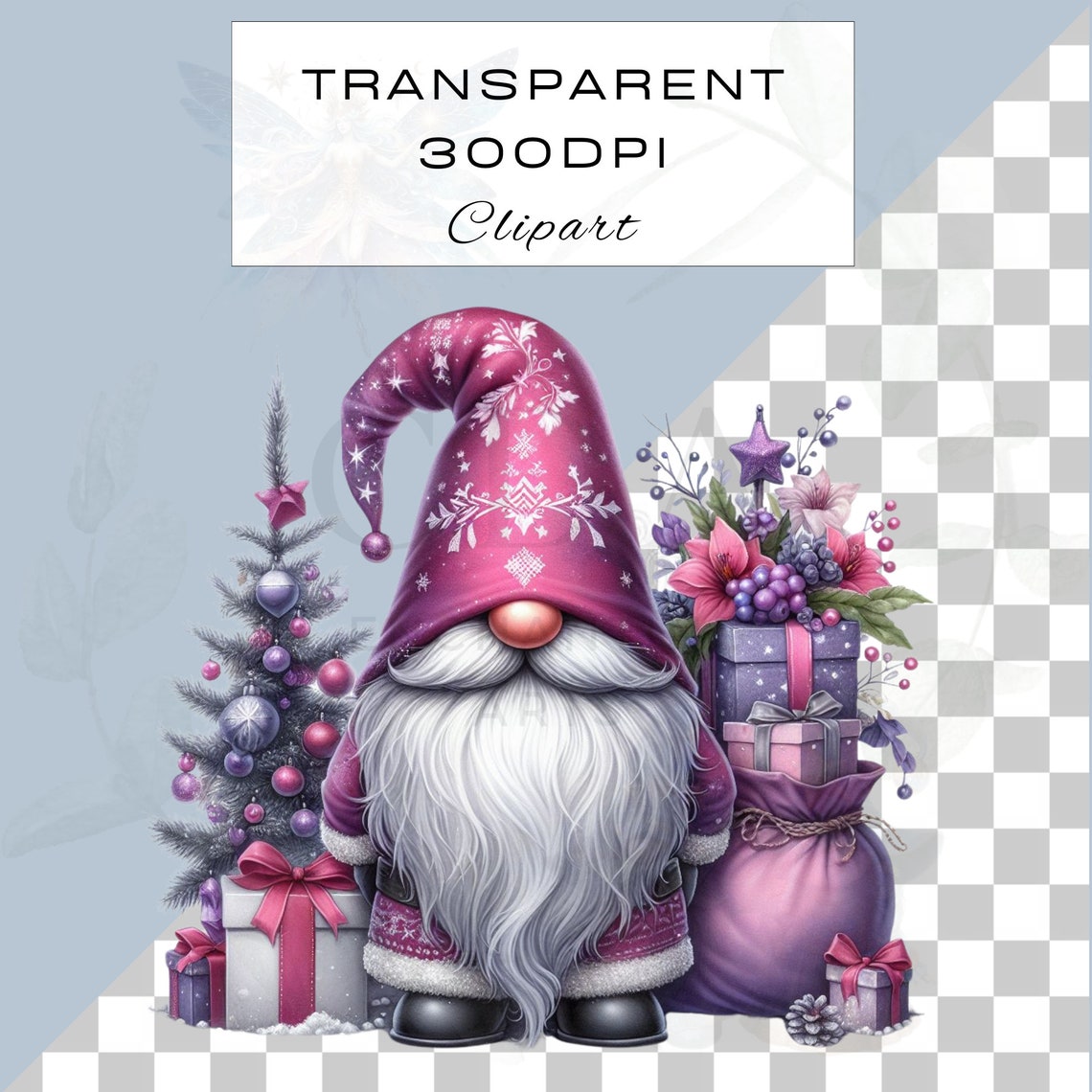 Cute Christmas Gnome Clipart PNG Set | Holiday Watercolour Festive ...