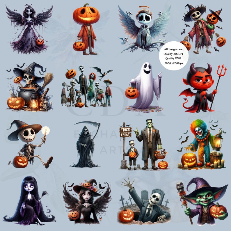Halloween Monsters PNG Clipart Set 2 | Whimsical Enchanted Magical ...