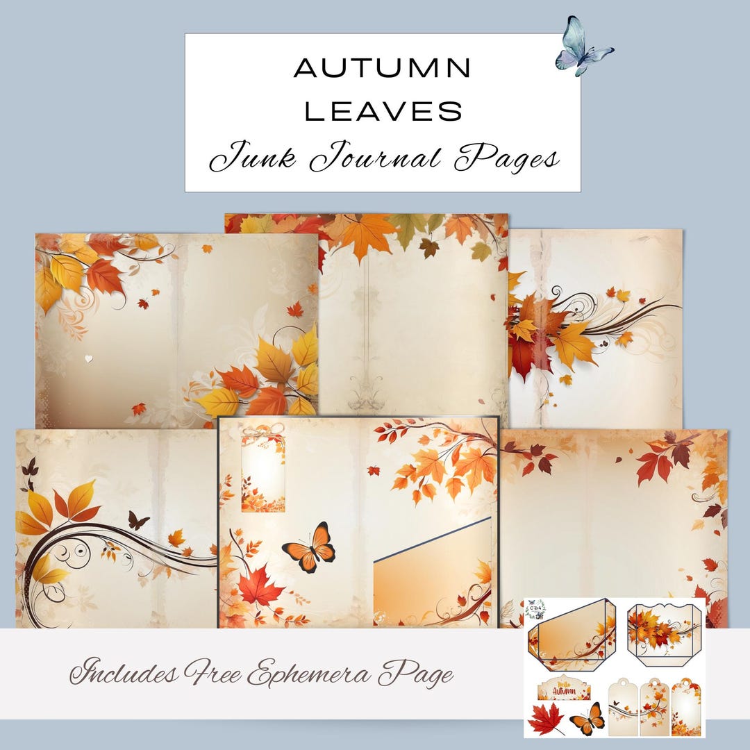 Autumn Leaves Journal Pages | 6 Digital JPG Journal Pages | 11 X 8.5 ...