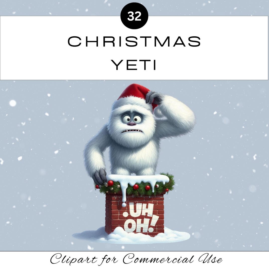 Christmas Yeti Clipart PNG Set | Holiday Watercolour Festive Tshirt ...