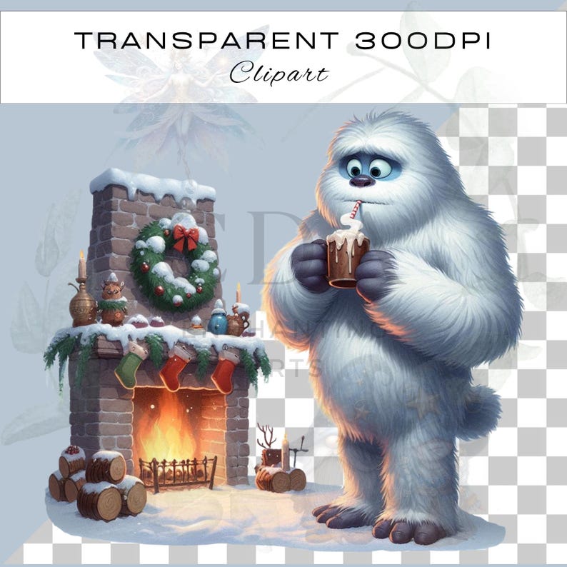Christmas Yeti Clipart PNG Set | Holiday Watercolour Festive Tshirt ...