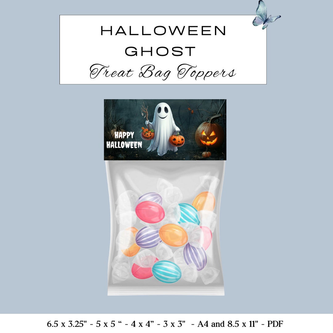 Halloween Ghost Bag Toppers | A4 and 8.5 X 11 Inches PDF | Ghostly ...