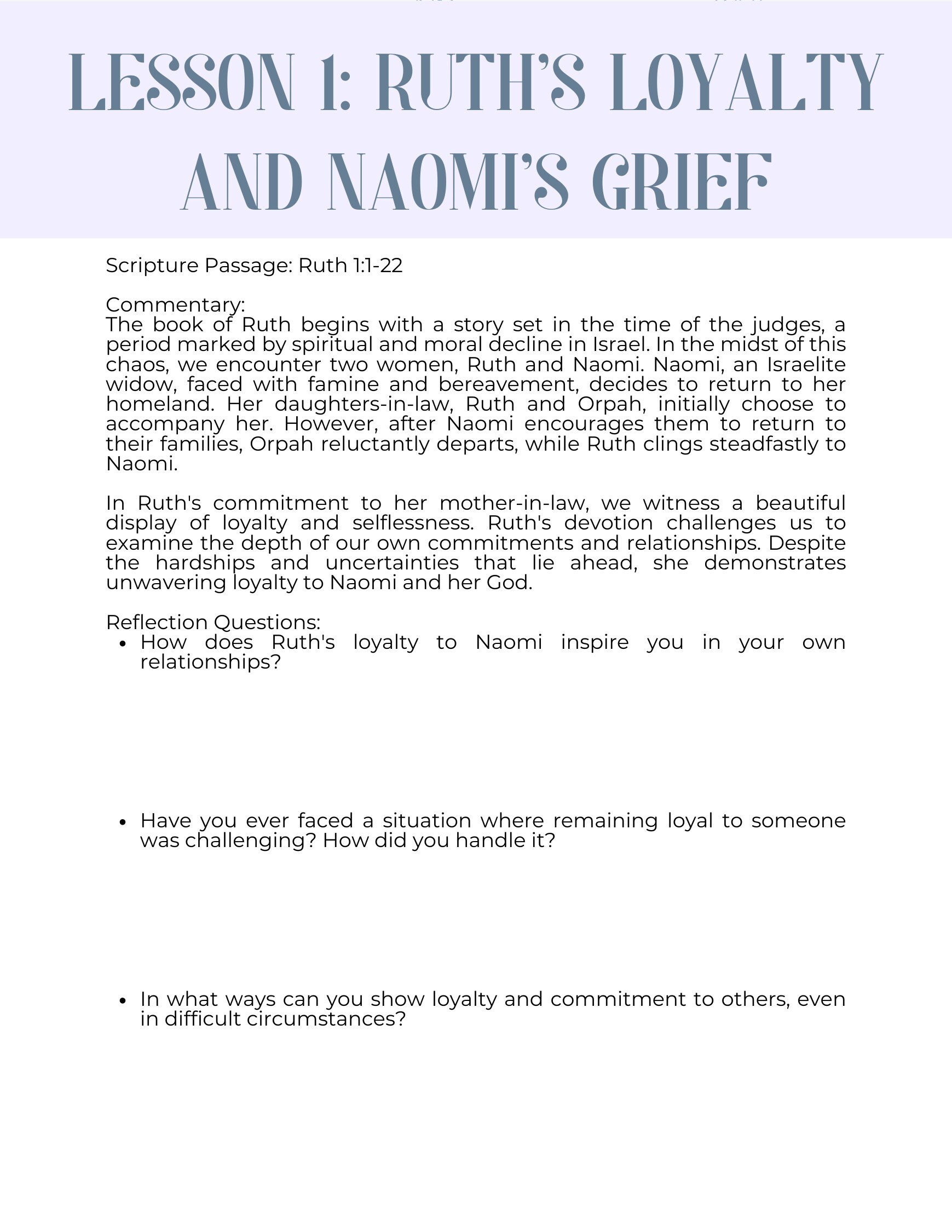 Ruth Bible Study - Bible Study Guide - Bible Study Journal - Printable ...