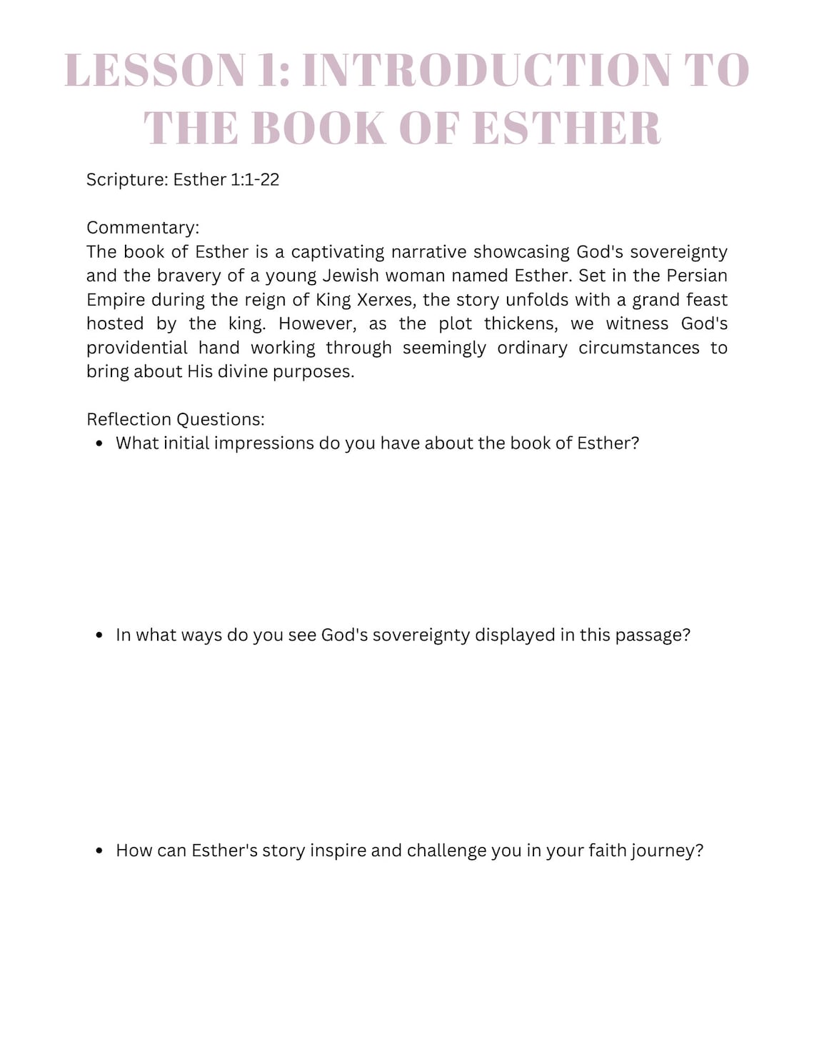Esther Bible Study - Women's Study - Christian - Bible Journal ...