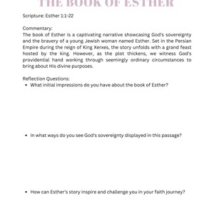 Esther Bible Study - Women's Study - Christian - Bible Journal ...