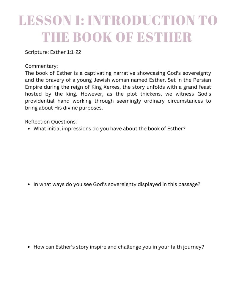 Esther Bible Study - Women's Study - Christian - Bible Journal ...