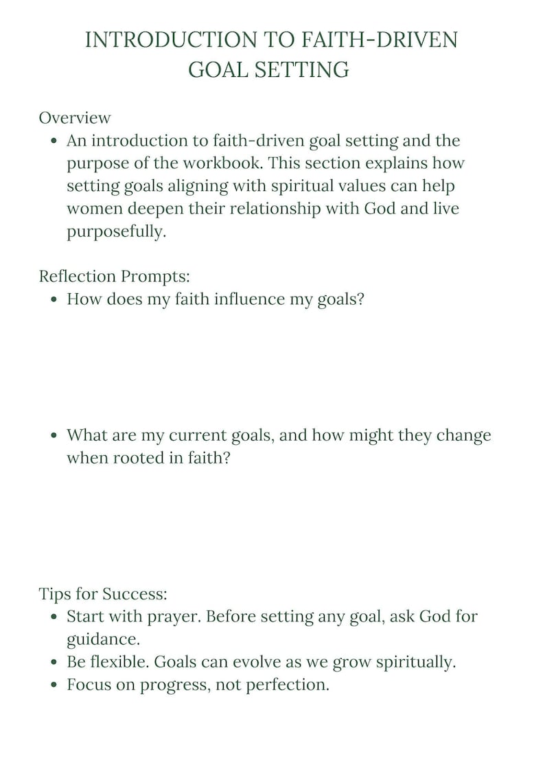 Faith-based Goal-setting Workbook | Christian Planner for Women ...