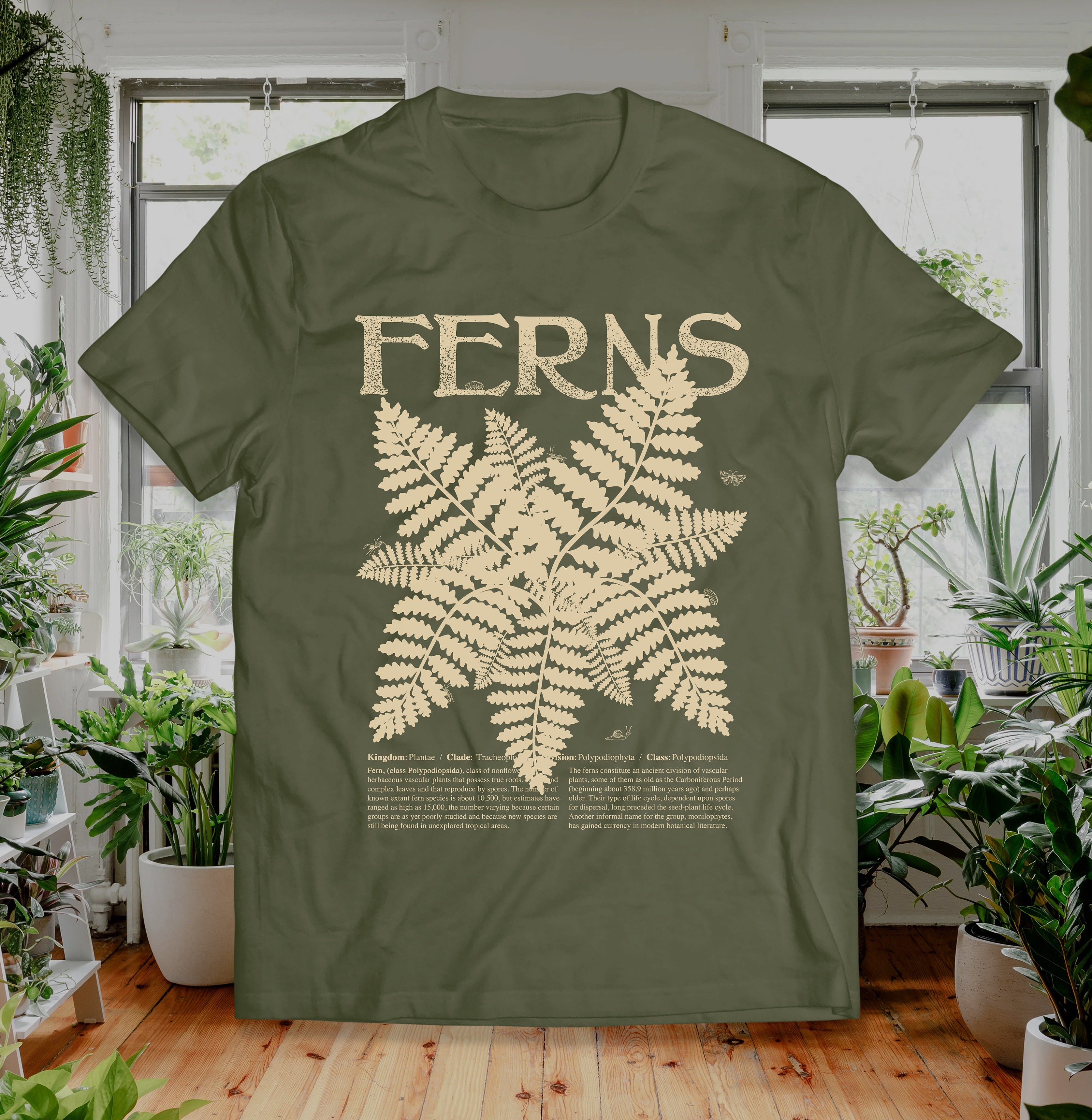 Plant T Shirt With FERN Description and Cute Bugs Botany Shirt for ...