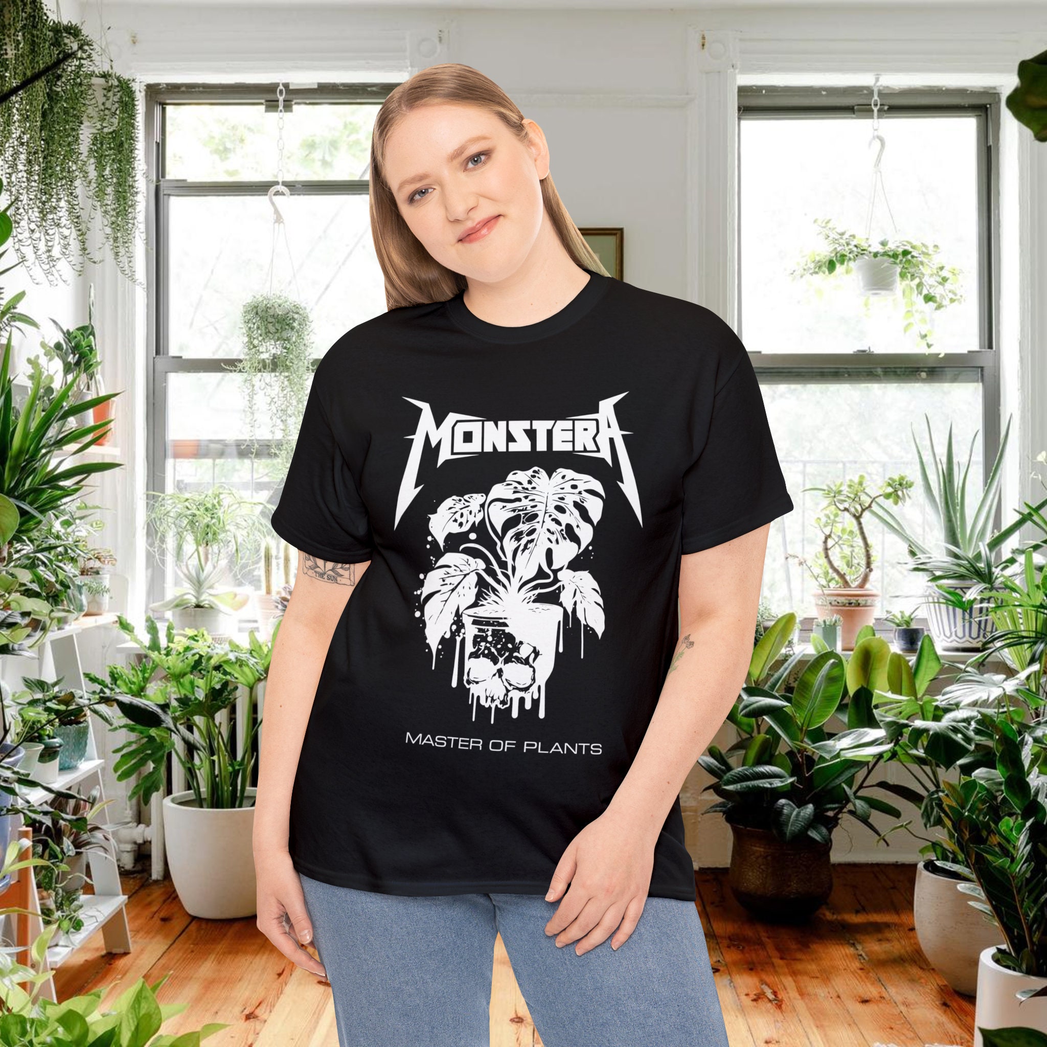 Monstera Metal Head Shirt Pink Plant Lover Gift Idea Punk Rock T Shirt ...