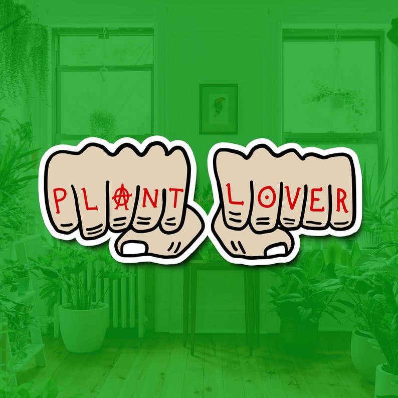 Plant Lover Sticker Knuckles Tattoo Illustration Sticker for Plant Fans ...