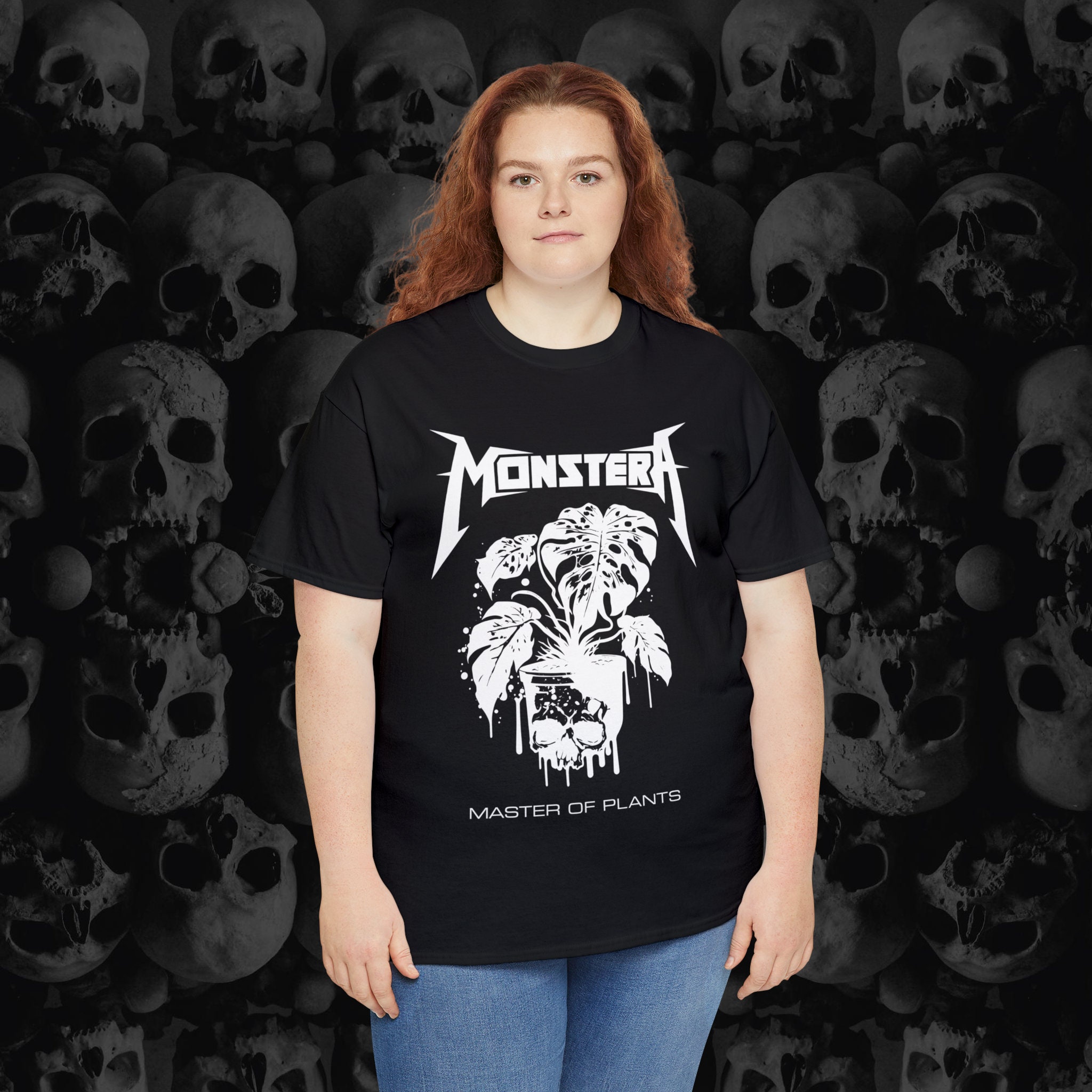 Monstera Metal Head Shirt Pink Plant Lover Gift Idea Punk Rock T Shirt ...