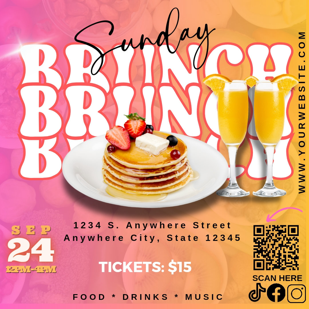 Editable Sunday Brunch Flyer, Instant Download, Canva Template, Social ...