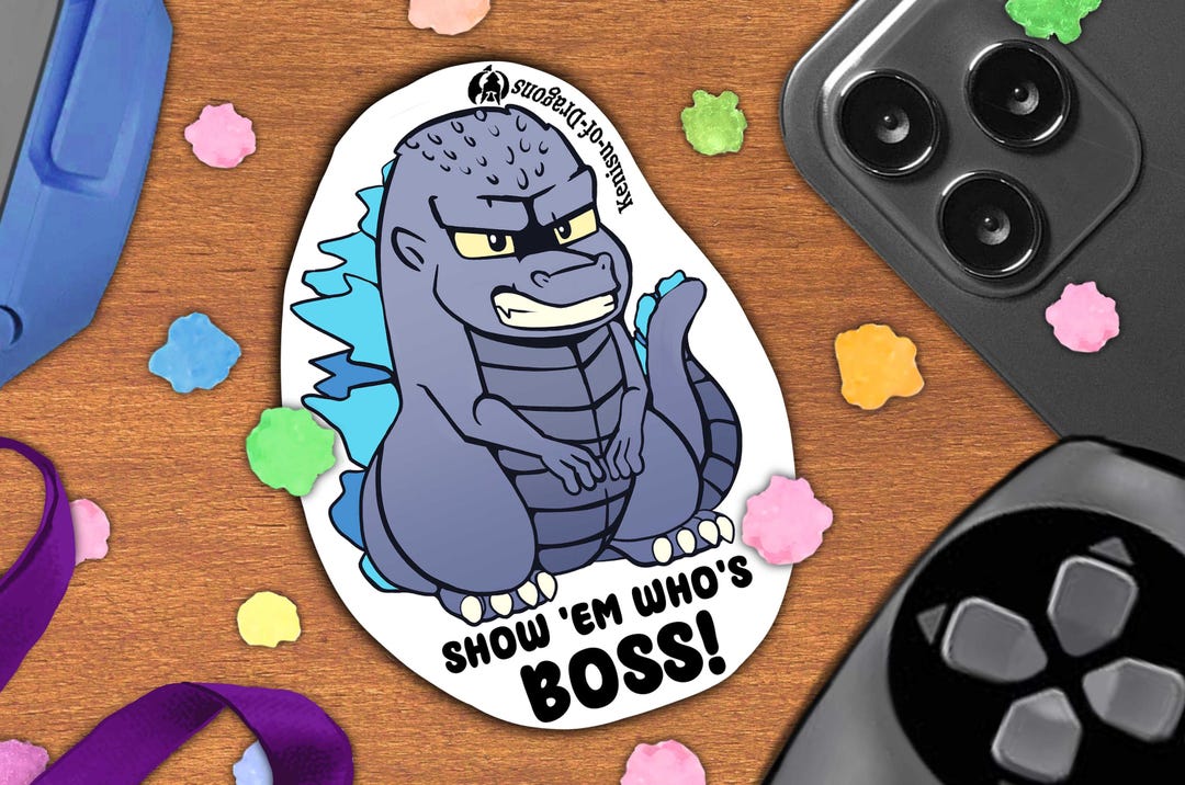 GODZILLA Stickers- Waterproof-handmade - Etsy