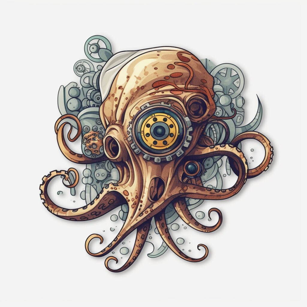 Steampunk Octopus Available in Multiple Sizes Glossy - Etsy