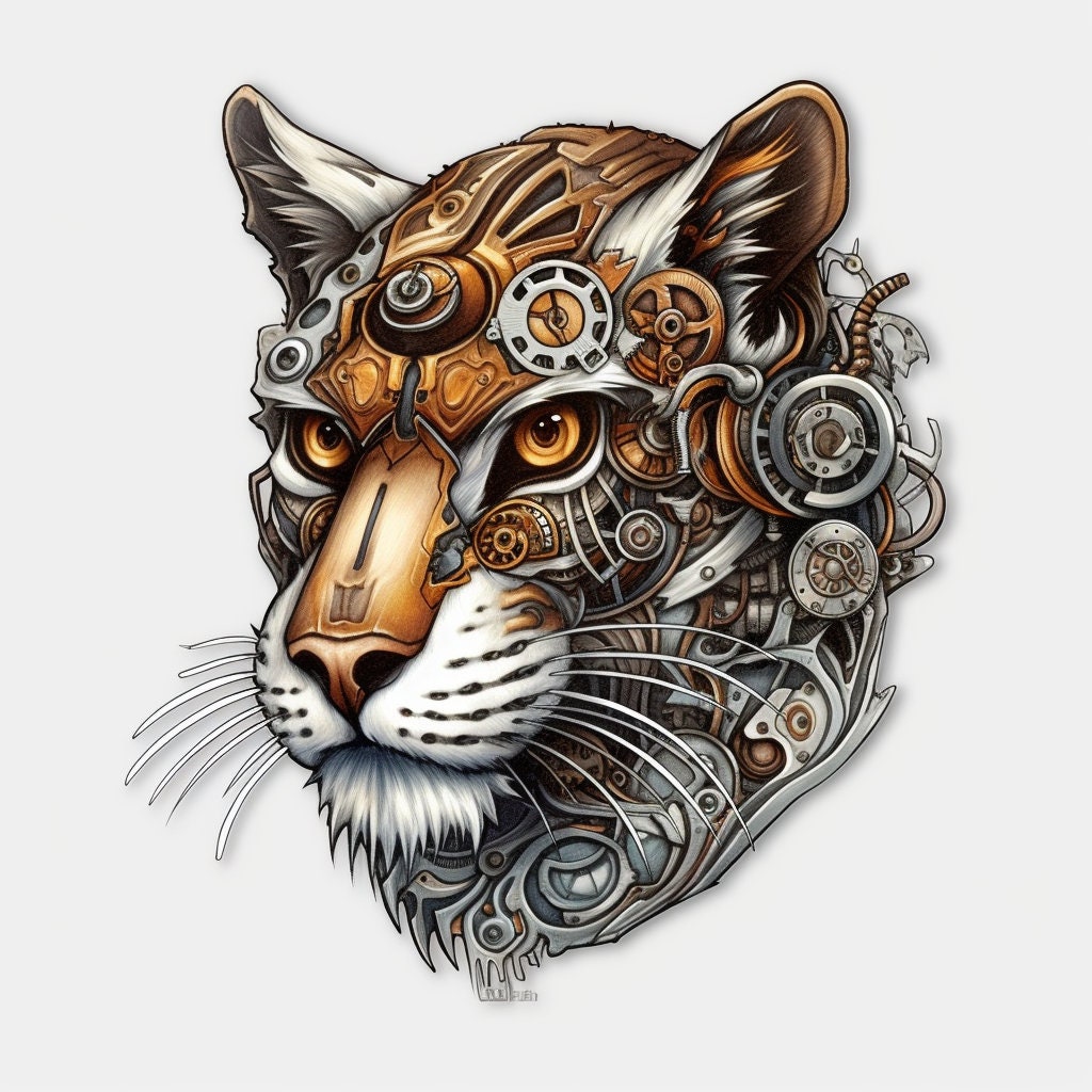 Steampunk Tiger Available in Multiple Sizes Glossy Finish - Etsy