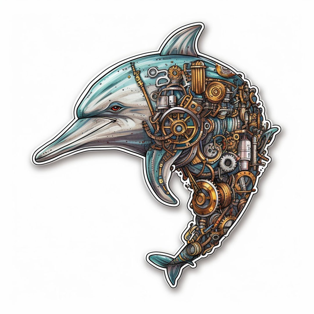 Steampunk Dolphin 3 Inch Glossy Vinyl Animal Sticker - Etsy