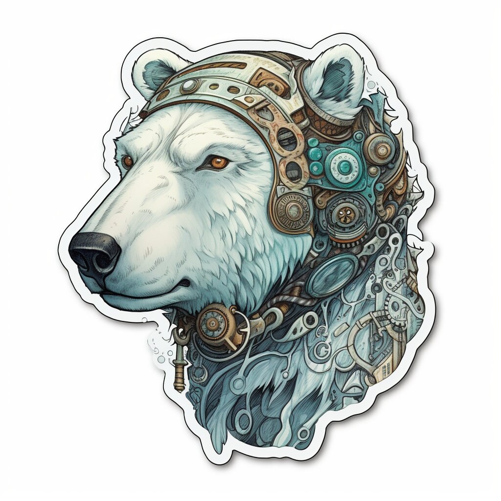 Steampunk Polar Bear Available in Multiple Sizes Glossy - Etsy