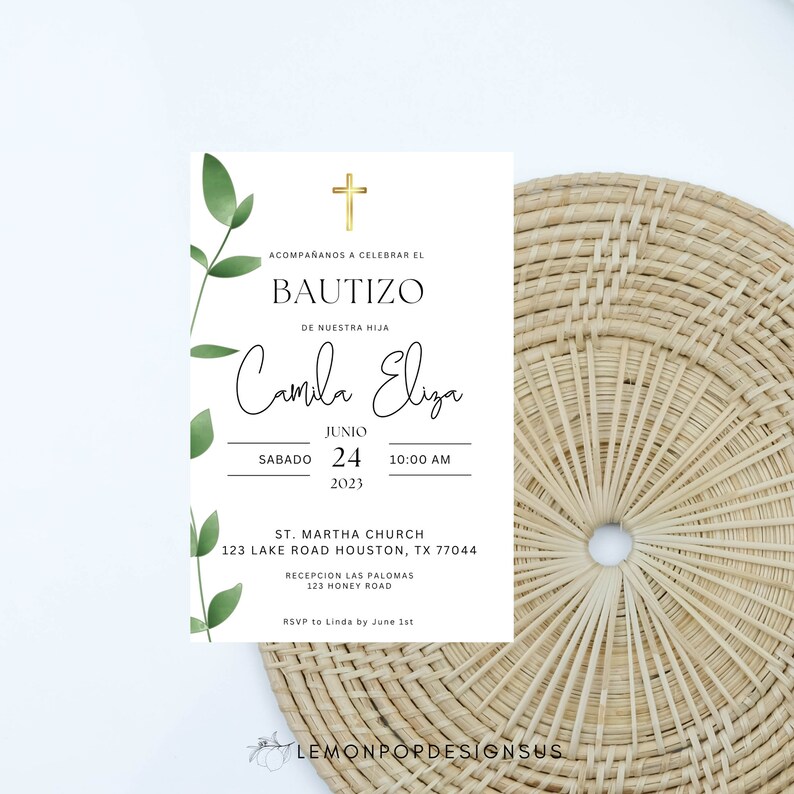 Invitacion De Bautizo, Invitacion De Bautizo Digital, Bautizo ...