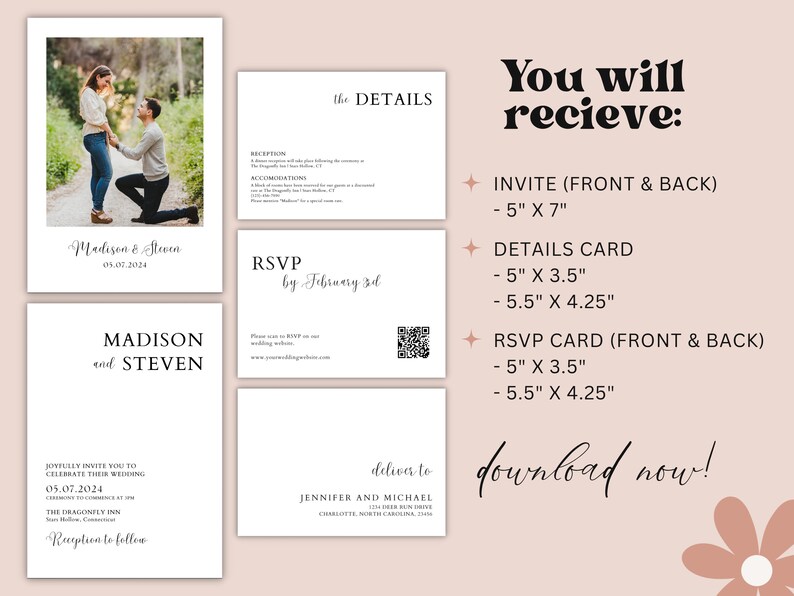 Editable Wedding Invitation With QR Code RSVP Simple Wedding - Etsy