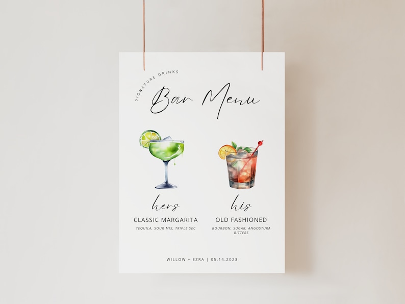Editable Bar Menu Template Modern Drink Menu Minimalist - Etsy