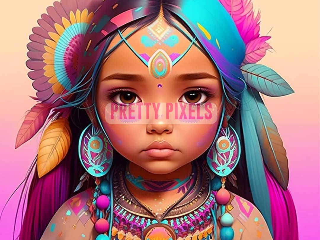 Cute Native American Clipart, Indian Girl Clipart, Kawaii Clipart ...