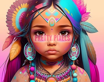 Cute Native American Clipart, Indian Girl Clipart, Kawaii Clipart ...