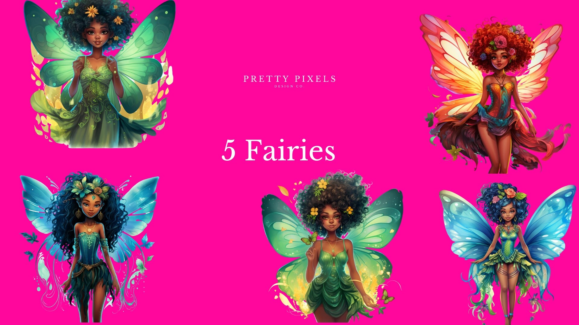 Cute African American Clipart Bundle, Black Girl Clipart, Fairy Clipart ...