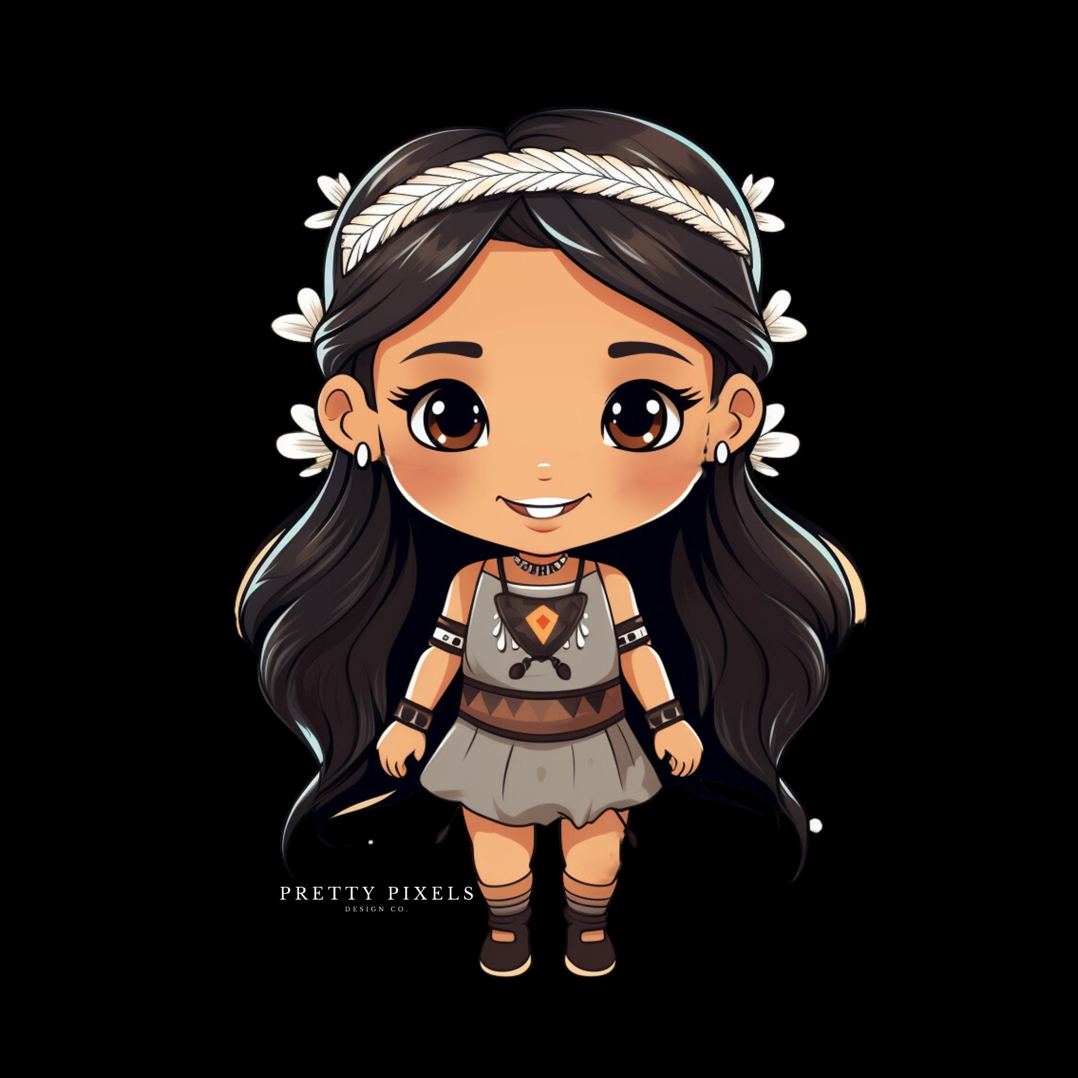 Cute Native American Clipart, Indian Girl Clipart, Kawaii Clipart ...