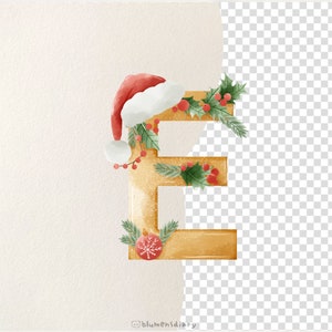 Watercolor Golden Christmas Alphabets Letters Clipart | High-quality ...