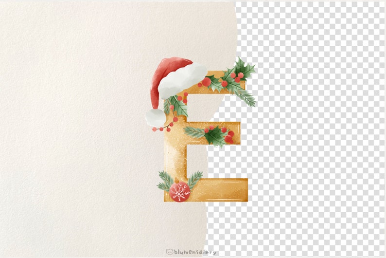 Watercolor Golden Christmas Alphabets Letters Clipart - Etsy