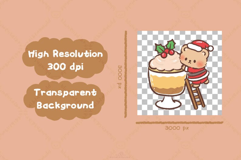 Kawaii Christmas Bear Bakery Clipart: Festive Holiday Desserts (digital ...