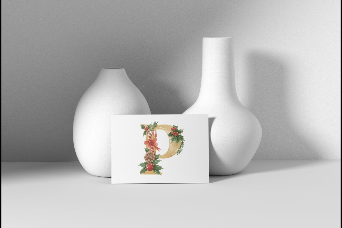 Watercolor Golden Christmas Alphabets Letters Clipart - Etsy