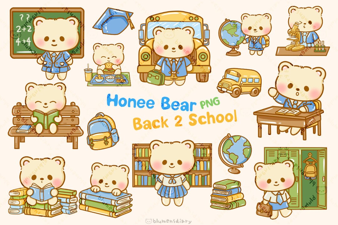 High Quality Back to School Kawaii Bear Clipart - 20 High-quality Pngs ...