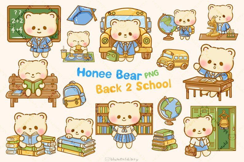 High Quality Back to School Kawaii Bear Clipart - 20 High-quality Pngs ...